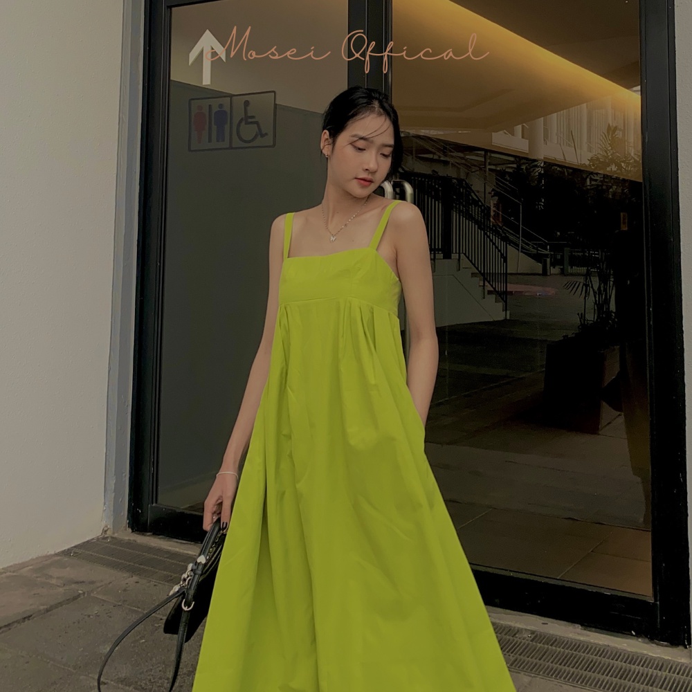 Mua Váy nữ sang chảnh Mosei Dress đầm dài hai dây tiểu thư local brand dáng suông thiết kế cao ...
