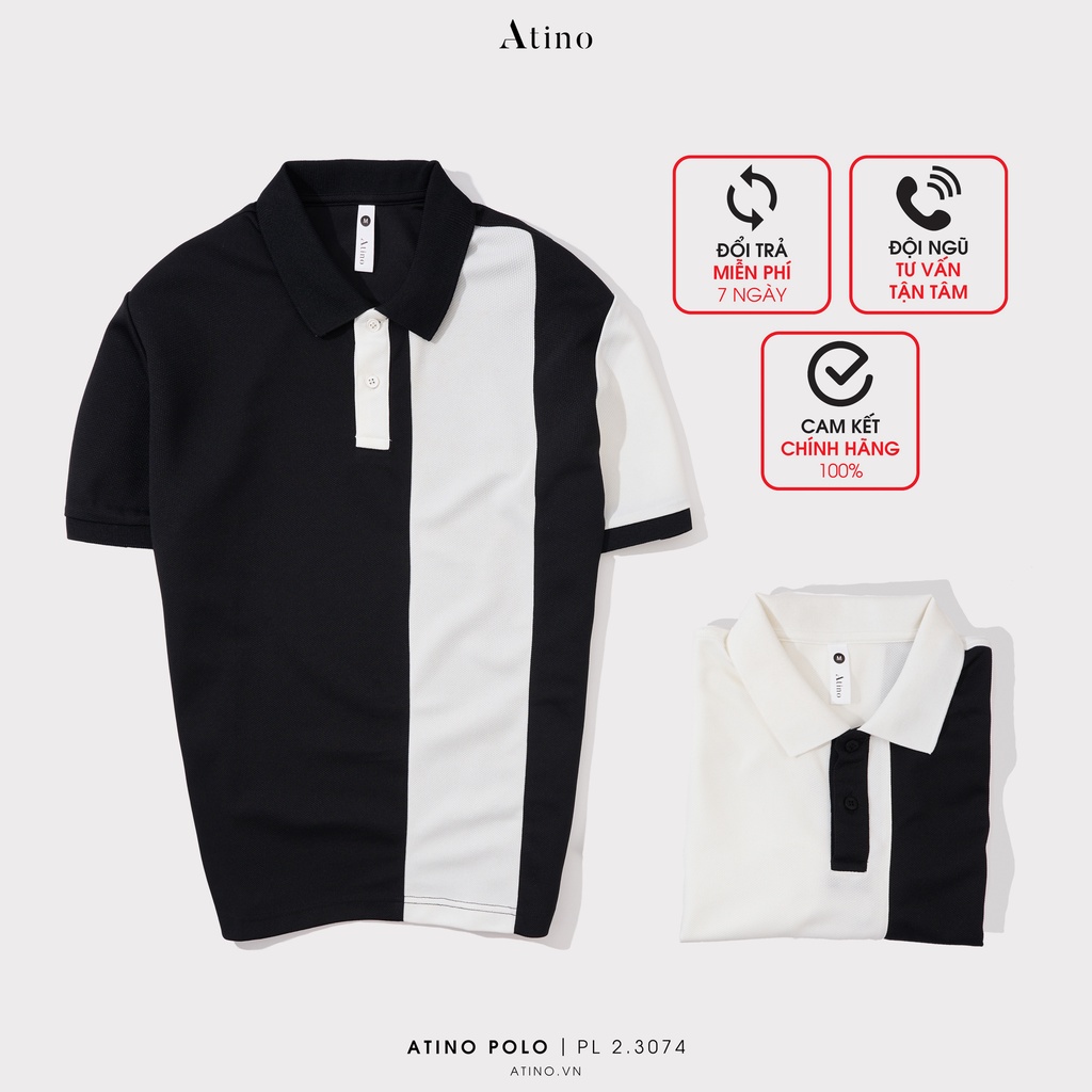 Áo Polo Nam CHALK ATINO phối sọc vải cá sấu Cotton cao cấp sang trọng ...