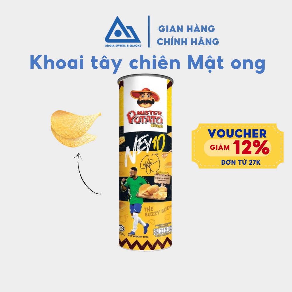 Bimbim khoai tây chiên dạng lát Mister Potato hộp có hình Neymar 100g ...