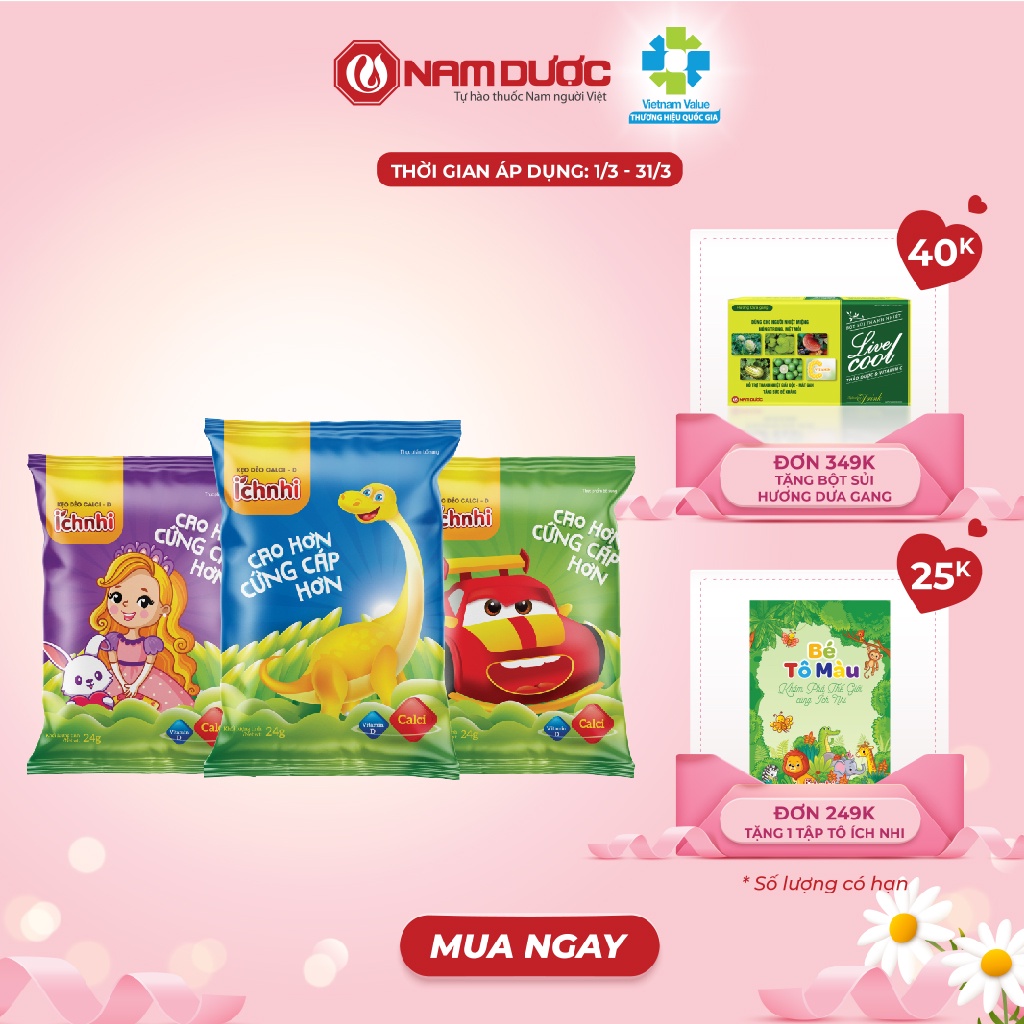 Kẹo dẻo Calci-D Ích Nhi dây 10 gói cho bé bổ sung canxi phát triển chiều cao và hoàn thiện hệ ...