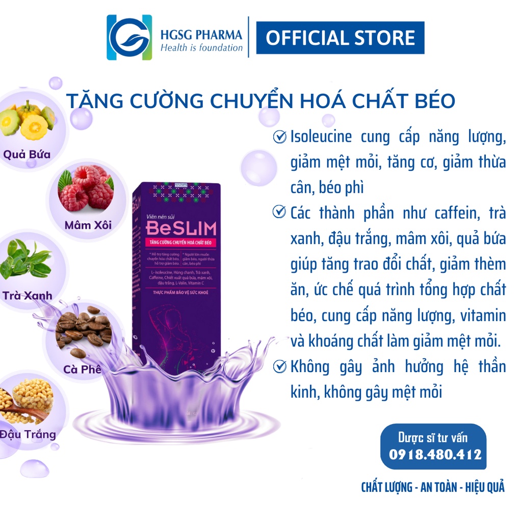 Sủi giảm cân HGSG - BE SLIM (Tuýp 20 viên) - MixASale