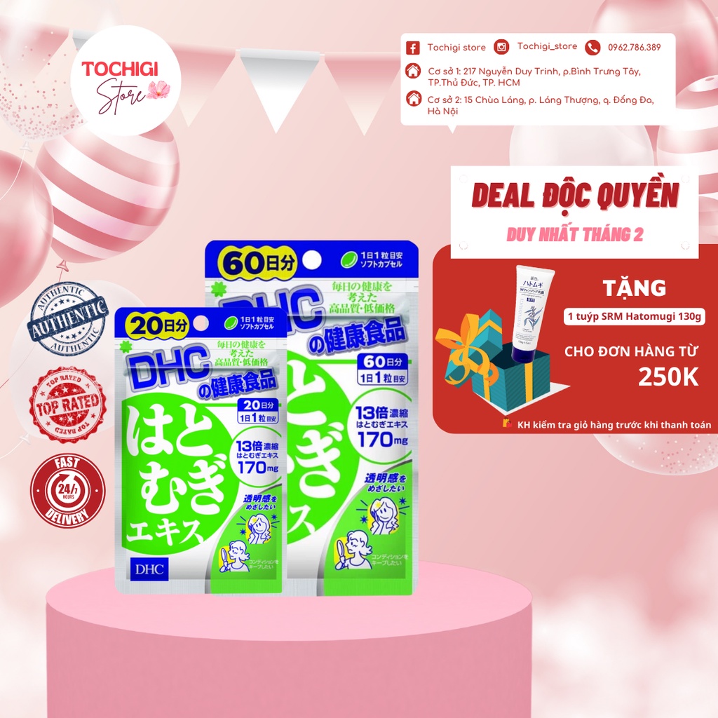 Viên uống Trắng da DHC Adlay Extract Nhật Bản 15v/gói và 30v/gói ...