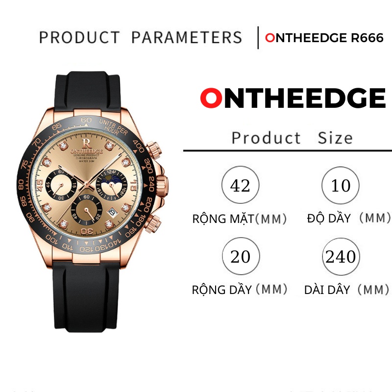 Mua Đồng Hồ Nam 6 Kim Chính Hãng ONTHEEDGE R666 Dây Đeo Silycol Mặt ...