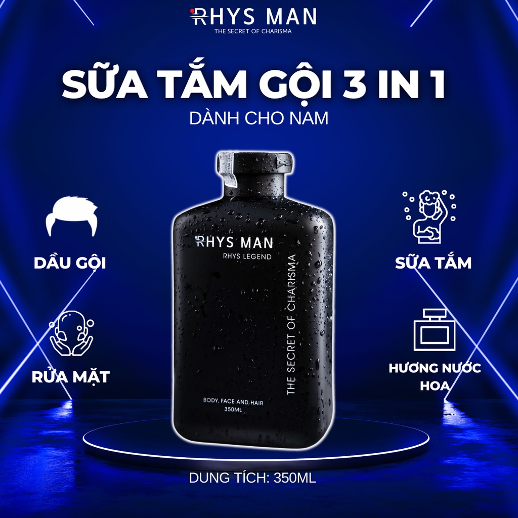 Sữa tắm gội nam RHYS MAN hương nước hoa 3 in 1 Rhys Legend 350ml - MixASale