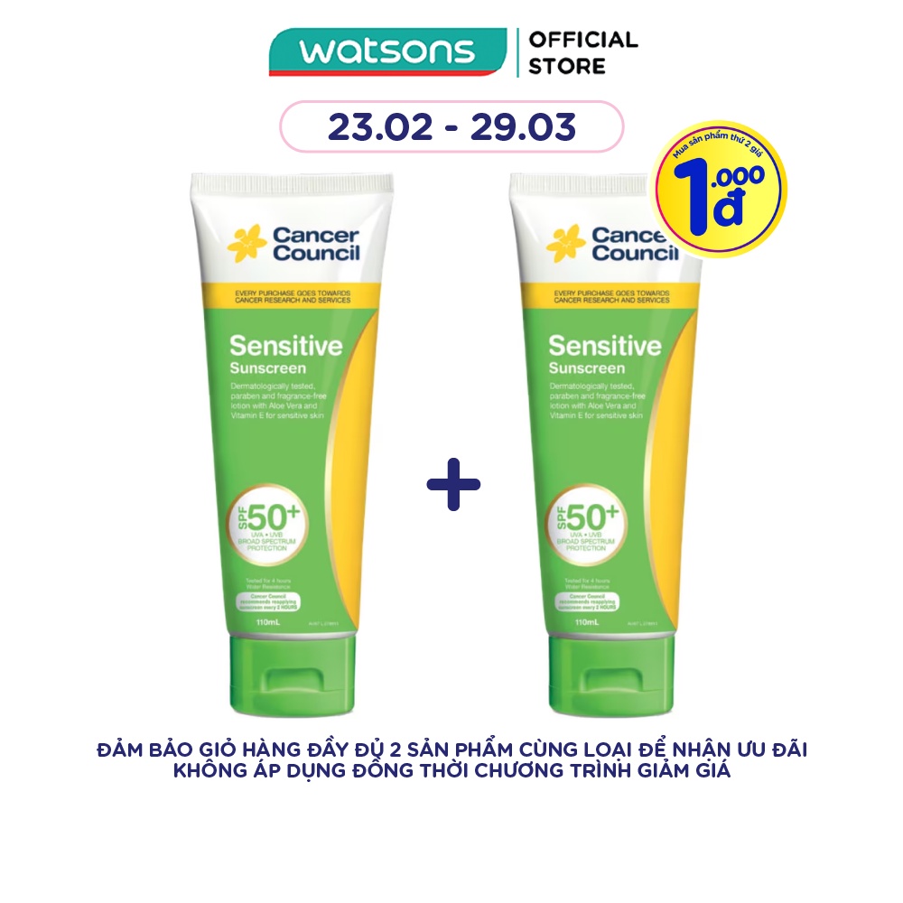Kem Chống Nắng Cancer Council Sensitive Dành Cho Da Nhạy Cảm SPF50 ...