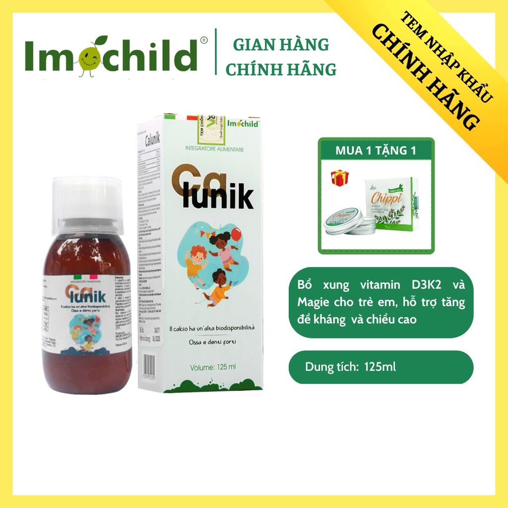 Siro canxi sinh học IMOCHILD Calunik bổ sung Canxi, vitamin D3K2, tăng ...