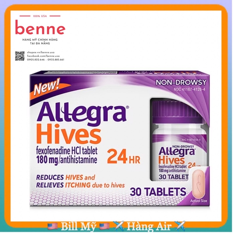 Mua VIÊN UỐNG DỊ ỨNG NỔI MỀ ĐAY 24 GIỜ ALLEGRA HIVES 24HR NON-DROWSY ...