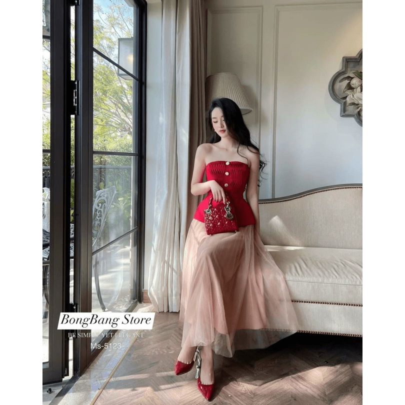 Mua SET ÁO TAPTA CHÂN VÁY LƯỚI KHÔNG DÂY CÚP NGỰC ÔM EO DÁNG DÀI CỰC ...