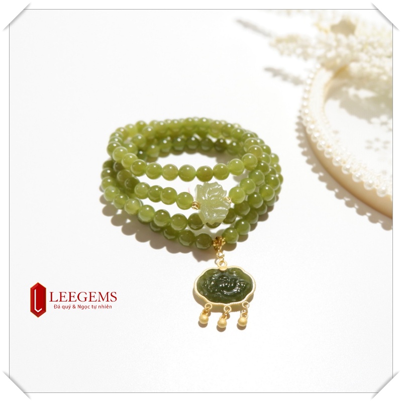 Mua CHUỖI VÒNG TAY NGỌC HOÀ ĐIỀN ĐEO QUẤN 03 VÒNG MIX CHARM SEN THANH ...