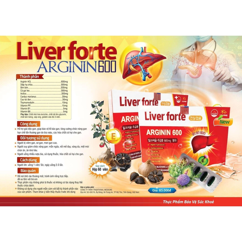 Giải độc gan Liver Forte Arginin 600 tỏi đen giúp tăng cường chức năng ...