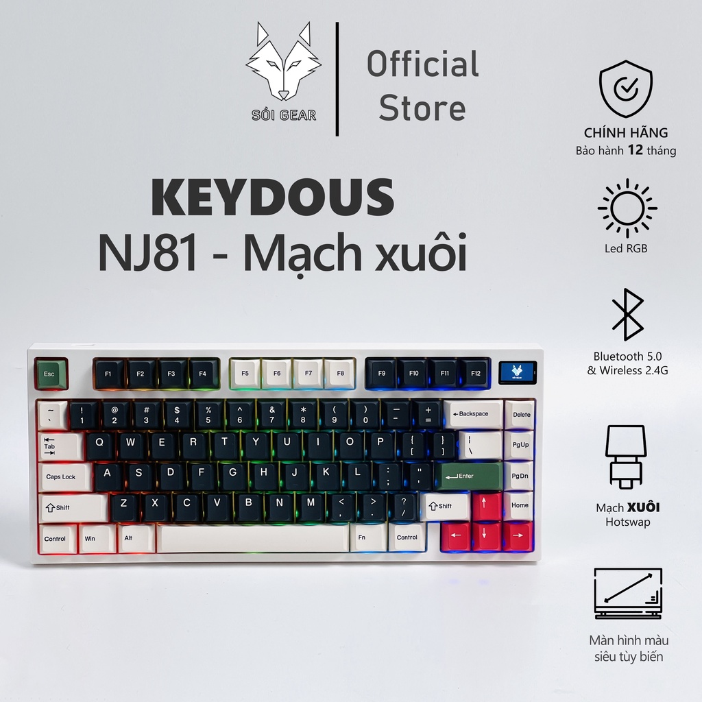 KIT Bàn phím cơ không dây Keydous NJ81 | MẠCH XUÔI | HOTSWAP Led RGB ...