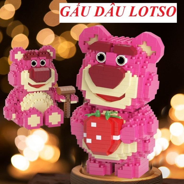 Lego bearbrick | lắp ráp mini gấu dâu lotso -Động vật hoạt hình dễ ...