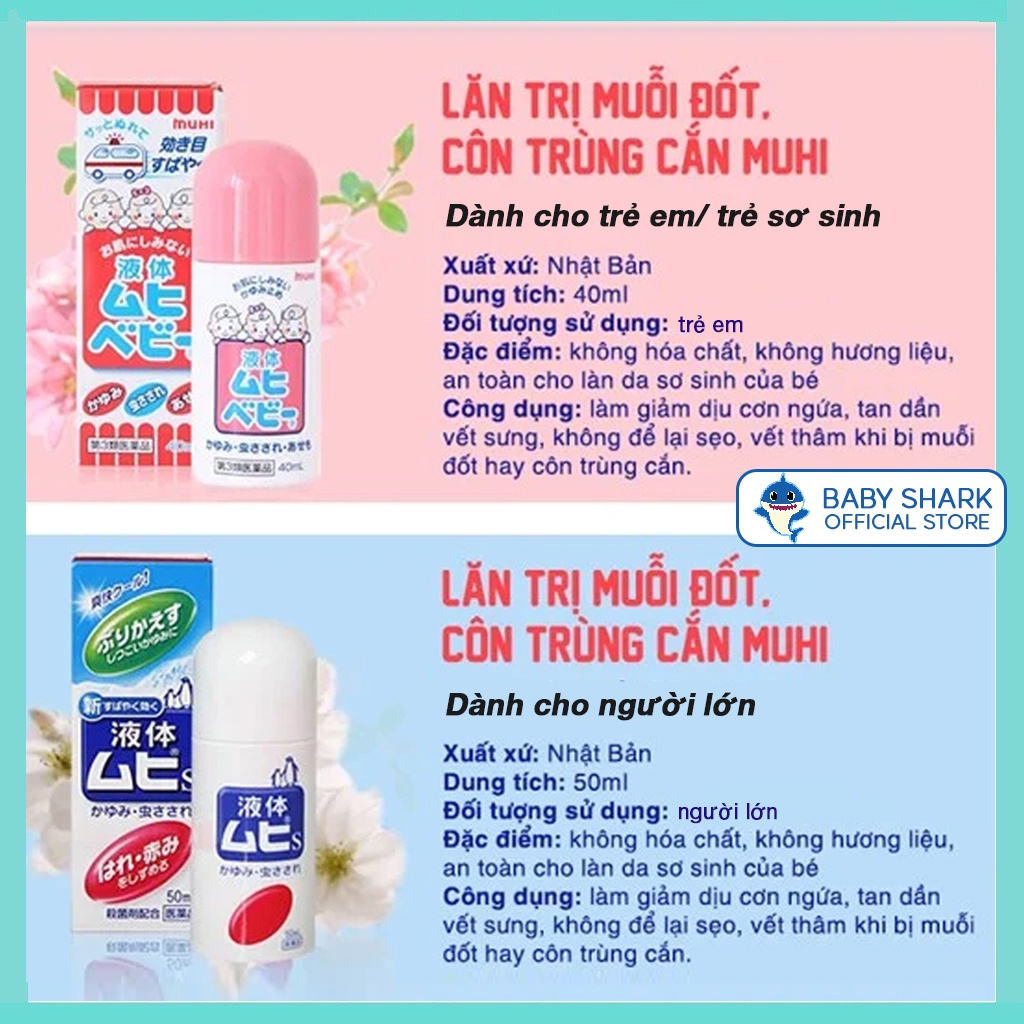 Thanh lăn bôi muỗi đốt Muhi xanh Nhật Bản 50ml cho trẻ em trên 6 tháng ...