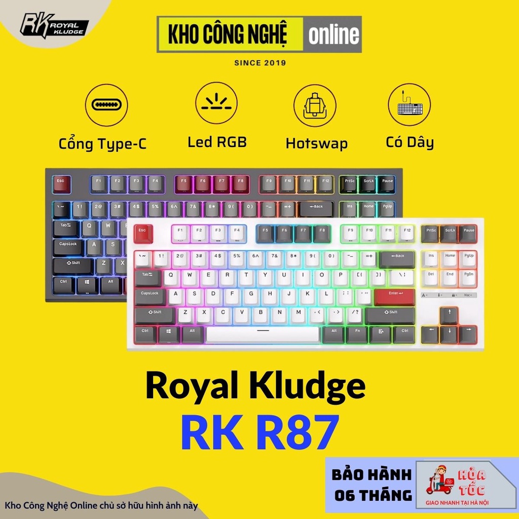 Bàn Phím Cơ Royal Kludge RK R87, LED RGB, RK Switch Keycap PBT Double ...
