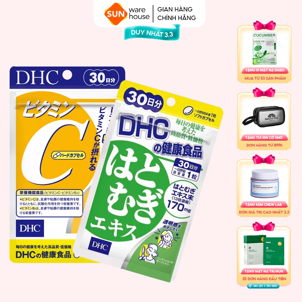 Combo Viên Uống DHC Vitamin C Và DHC Adlay Extract Giúp Giảm Thâm Mụn ...