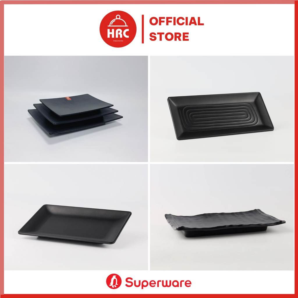 Dĩa Chữ Nhật và Đĩa Vuông SUPERWARE Nhựa Phíp 100% Melamine Đen Nhám | Shopee Việt Nam
