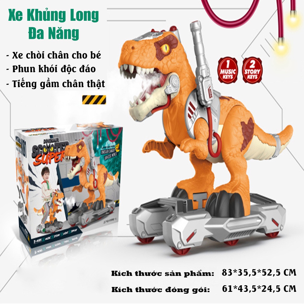 Mua Xe chòi chân xe đẩy khủng long T Rex phun khói âm thanh vui nhộn ...