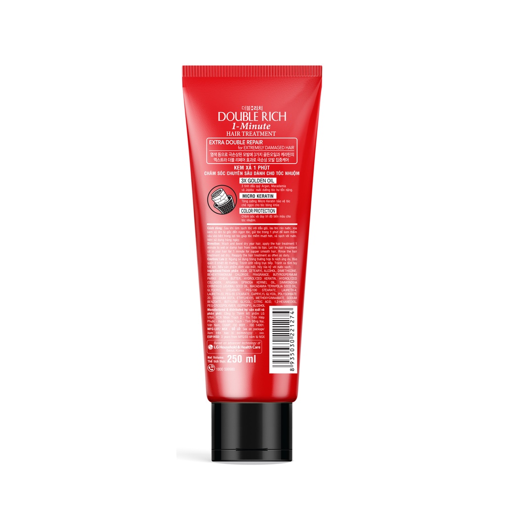 Kem xả Double Rich 1 Minute Hair Treatment giúp tóc chắc khỏe 250ml ...