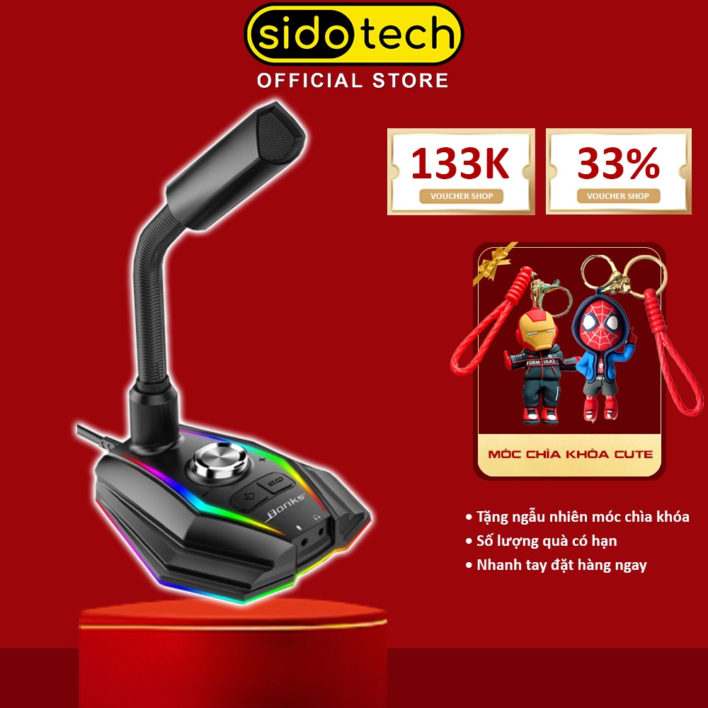 Micro thu âm để bàn SIDOTECH M2 led rgb mic lọc âm chống ồn quay 360 độ ...