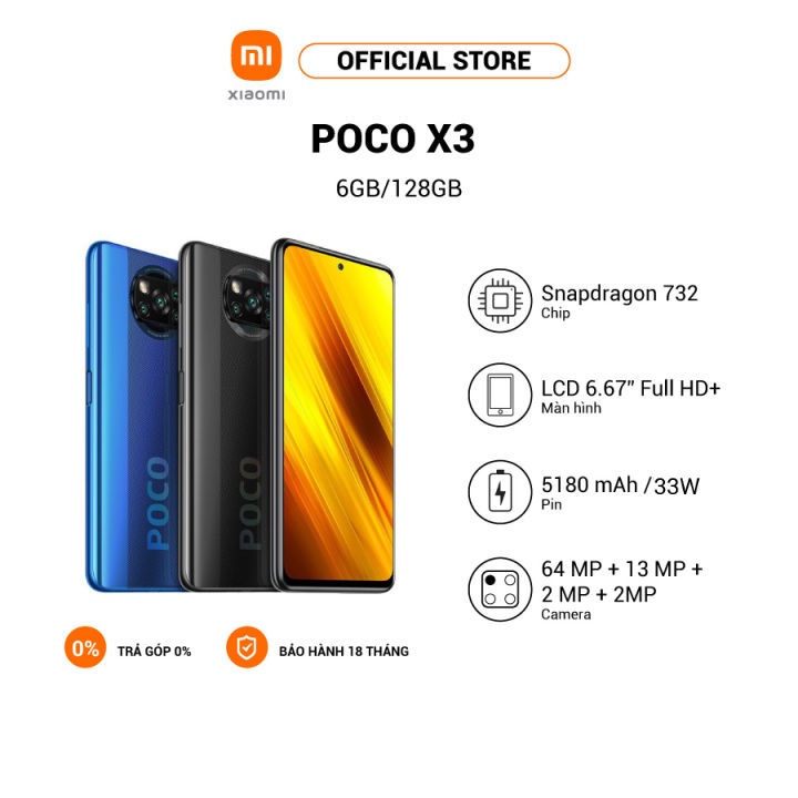 Điện thoại thông minh xiaomi poco x3 6g 128gb