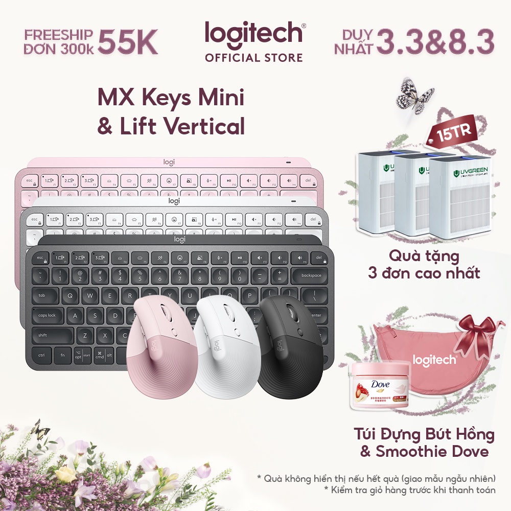 Combo Bàn phím Logitech MX Keys Mini và Chuột Logitech Lift Vertical ...