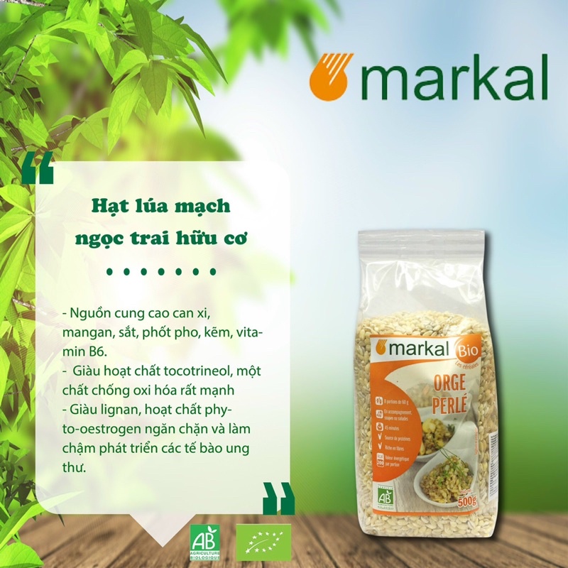 Hạt lúa mạch ngọc trai hữu cơ Markal 500g | Shopee Việt Nam
