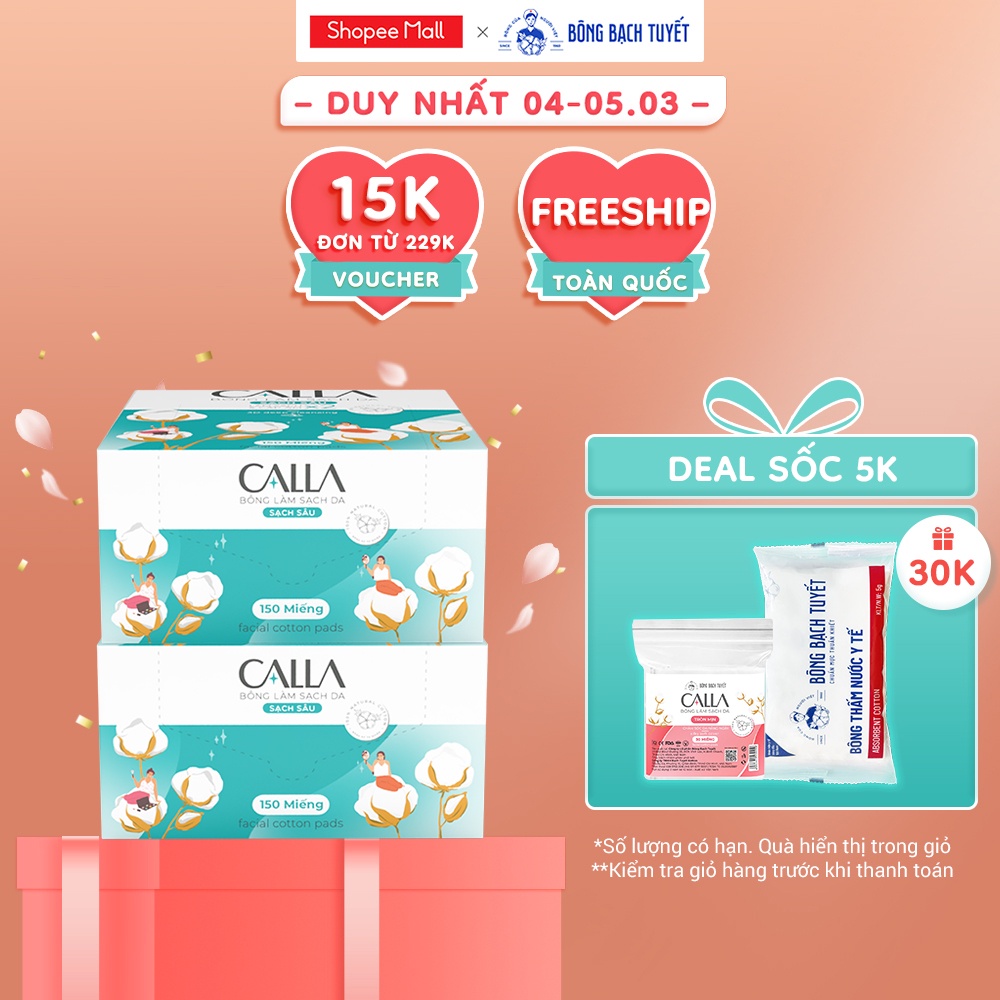 Combo 2 Hộp Bông Tẩy trang làm sạch da Calla Sạch Sâu 150 miếng/hộp ...