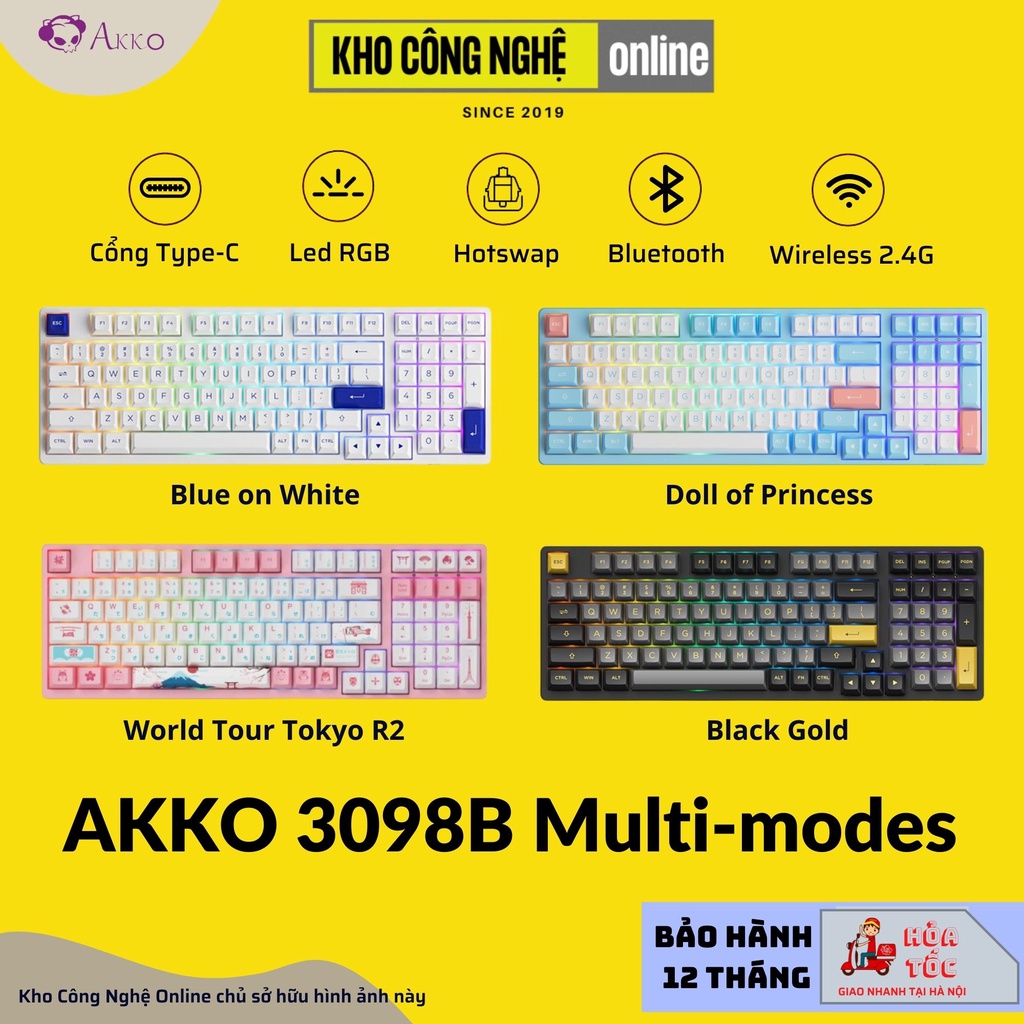 B n Ph m C AKKO 3098B Multi modes Led RGB Bluetooth Wireless 2 4G
