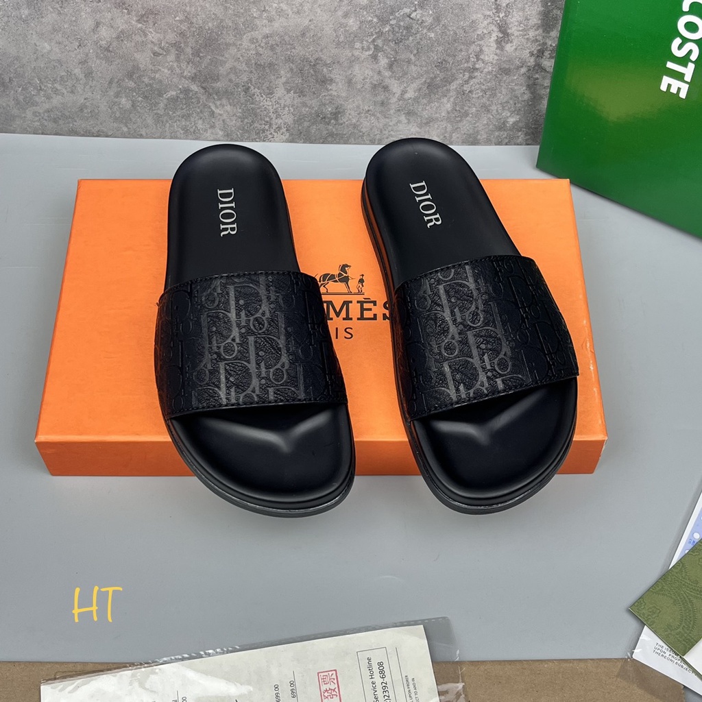 Mua Dép DI.OR quai ngang nam full Box LOGO khắc chìm _Dép lê nam đế ...