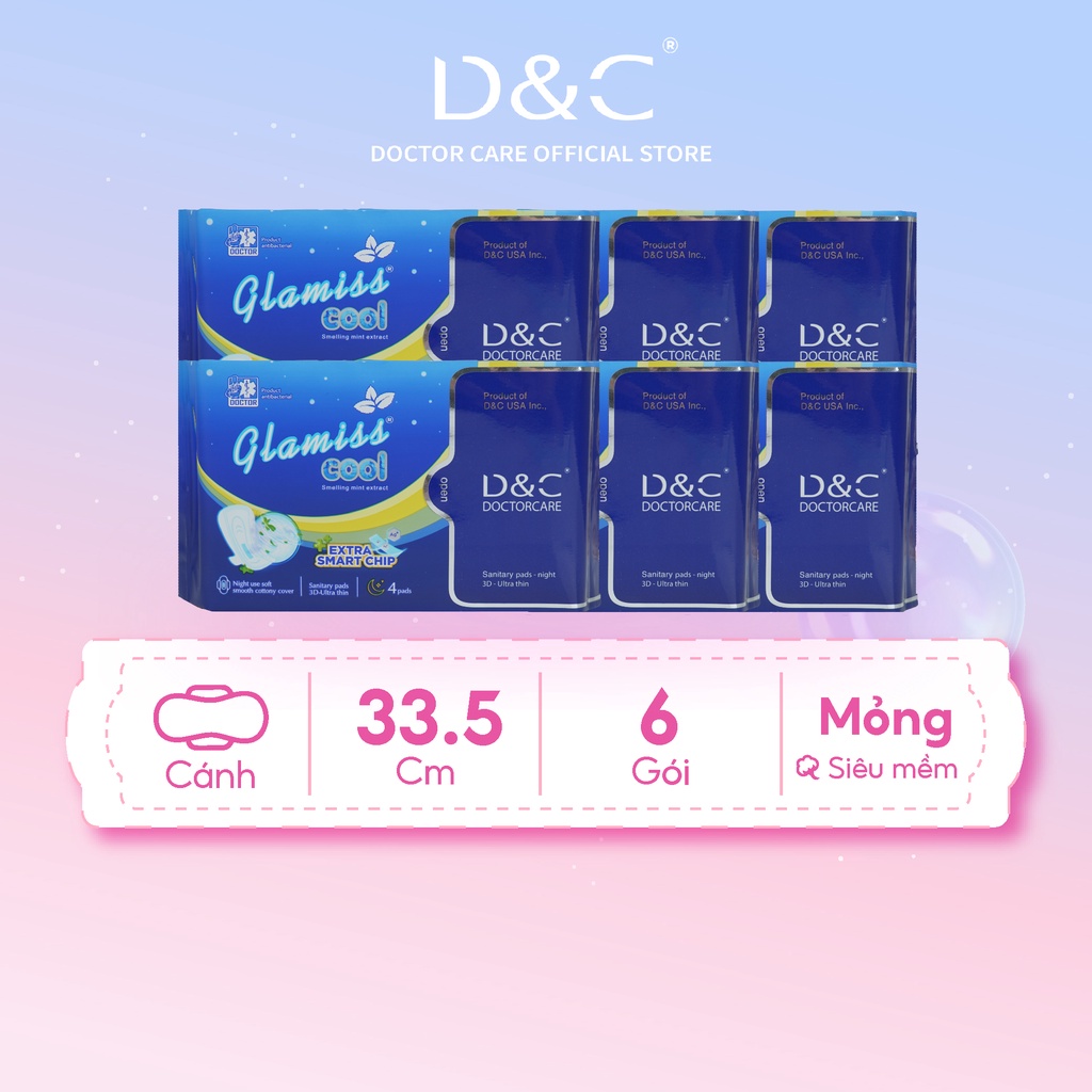 Combo 6 gói Băng vệ sinh thảo dược Glamiss Cool Extra ban đêm 33,5 cm ...