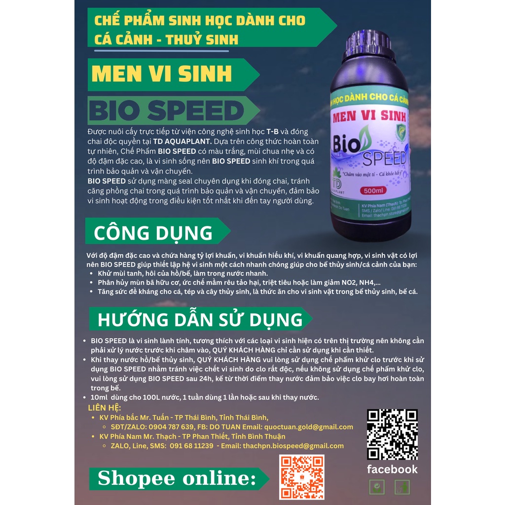 [BÁN GIÁ SỈ TỪ 5 SP] VI SINH CÁ CẢNH BIO SPEED, VI SINH HỒ CÁ, VI SINH ...
