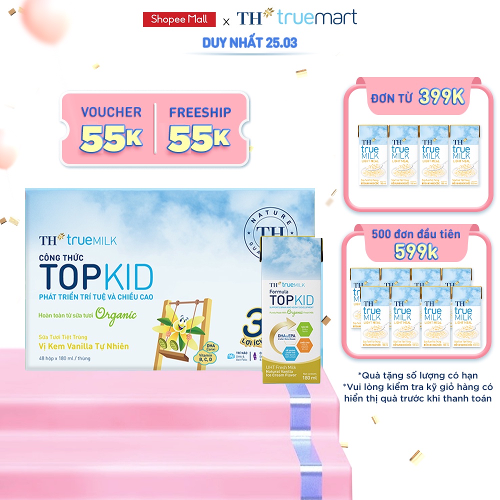 Thùng 48 hộp sữa tươi tiệt trùng TH True Milk HILO 180ml (180ml x 48 ...