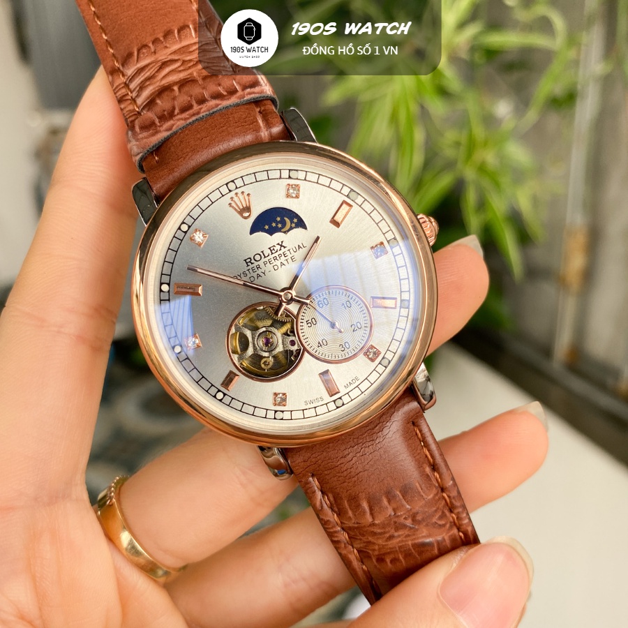 Mua Đồng Hồ Cơ Nam Rolex Sun Moon Automatic Khung viền thép cao cấp ...