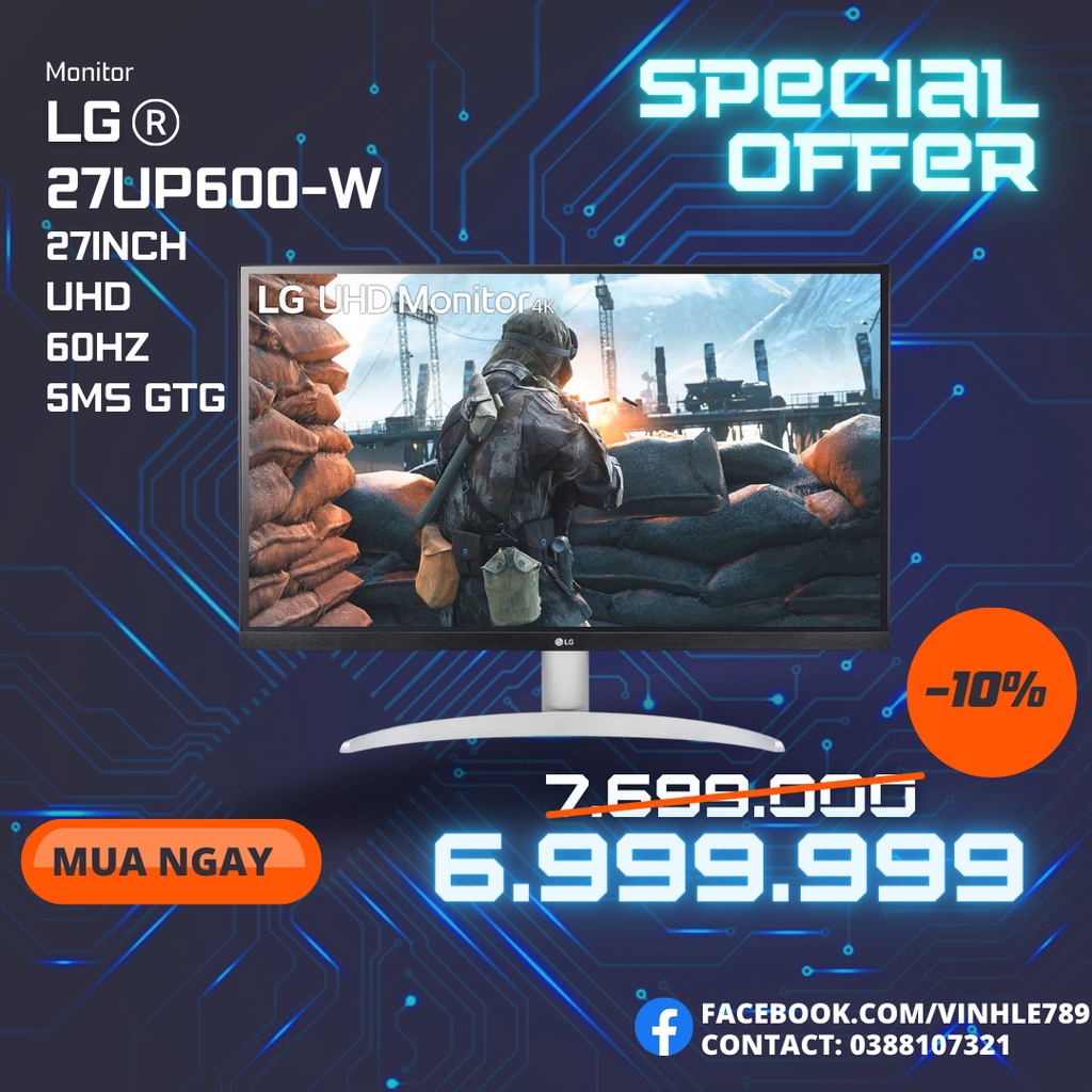 Mua Màn Hình LG 27UP600-W 27'' 4K UHD IPS VESA DisplayHDR™ 400 giá rẻ ...