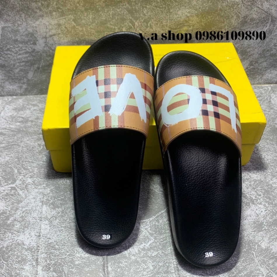 Mua Dép lê nam quai ngang BBR cao su đúc quai kẻ sọc màu be chữ LOVE đế ...