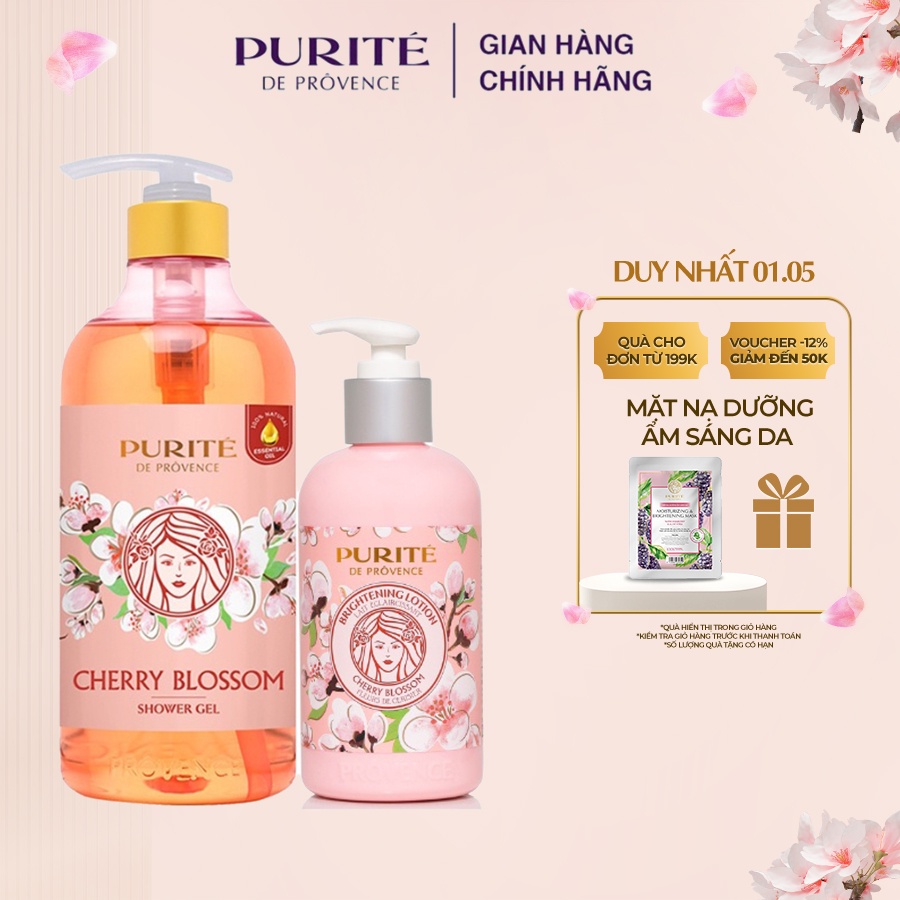 Mua Combo Sữa tắm Purité Hoa Anh Đào 850ml + Sữa dưỡng thể Purité Hoa ...