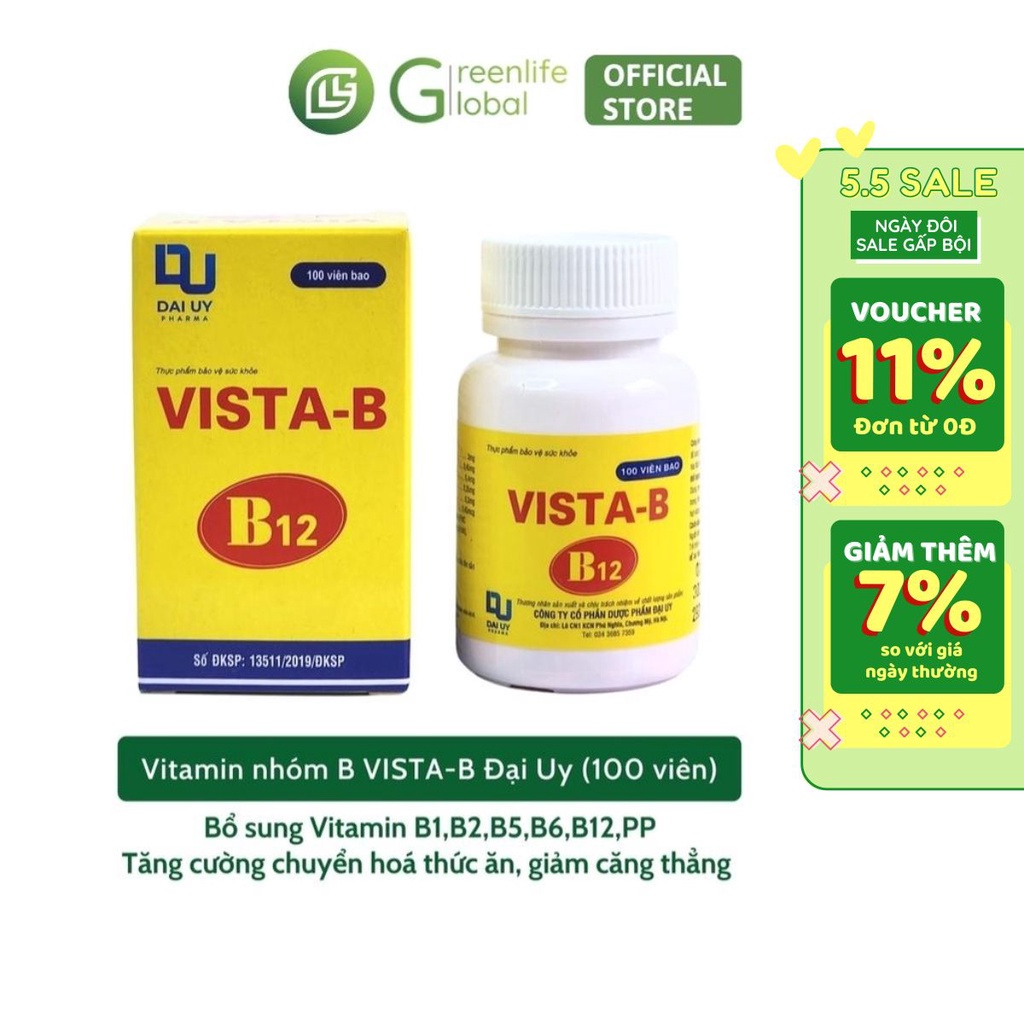 Mua VISTA B B12 - Đại Uy - Bổ sung vitamin nhóm B lọ 100 viên giá rẻ ...