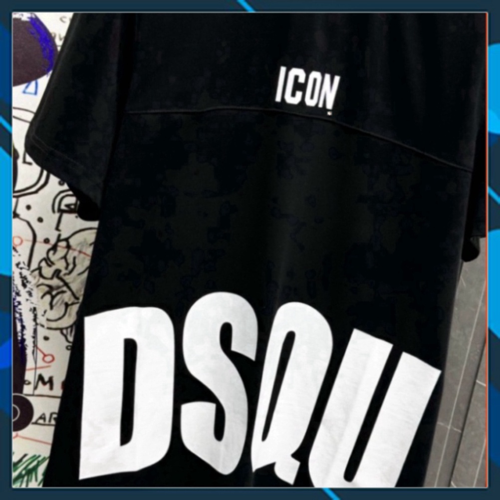 Áo phông nam nữ Premium Cotton in chữ DSQ2 ICON phối cổ bo dệt chữ ...