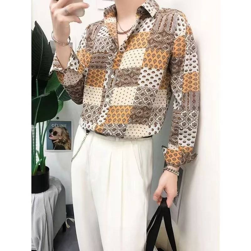 Mua Ch t L Ng cao O Ph Ng C C C C Tr Áo Sơ Mi Hoa Tay Dài Phong cách Âu Mỹ Thường Ngày Cho Nam ...