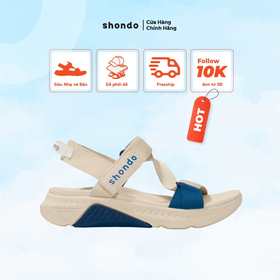 Giày Sandals Nam Nữ Shondo F7 Racing Be Phối Xanh Dương F7R2530 - MixASale