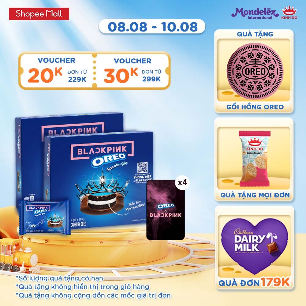 Bánh OREO Pie vị marshmallow combo 2 hộp x 360g (Tặng kèm 4 thẻ hình BLACKPINK) - MixASale