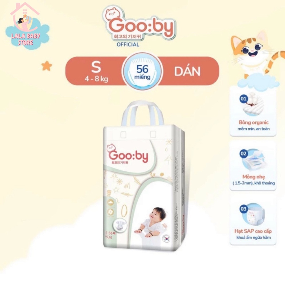 Tãbỉm dán Gooby mềm mại an toàn siêu thấm hút Size NBSM cho bé từ 4kg ...