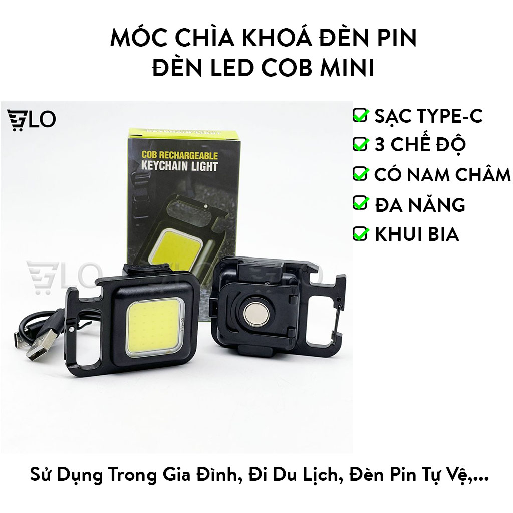 Móc Chìa Khoá Đèn Pin Đèn Led COB Mini Nam Châm Đa Năng Bỏ Túi Tiện Dụng Mang Theo Du Lịch Dã ...