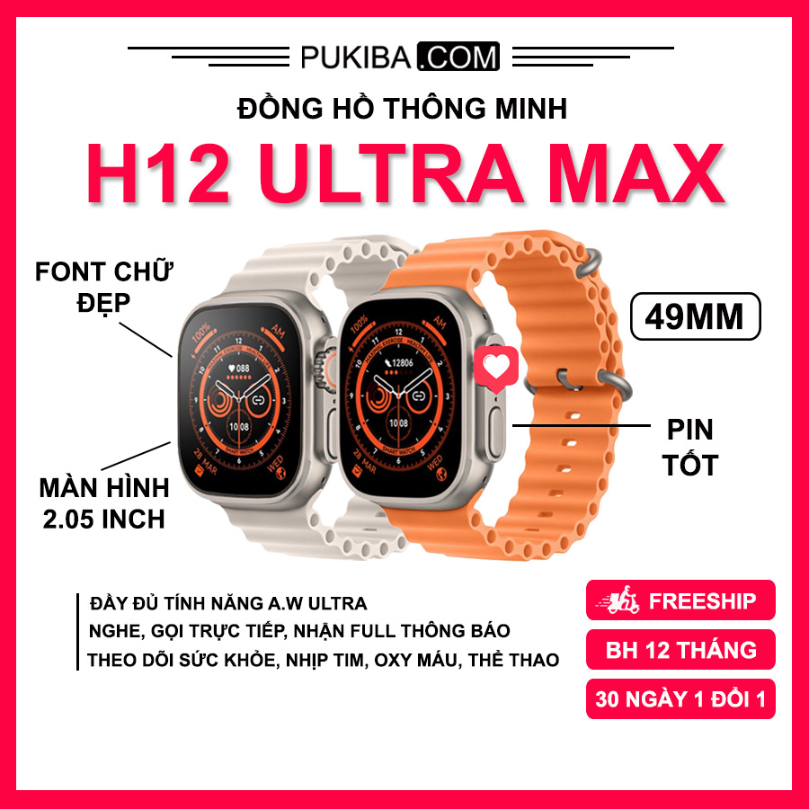Mua H12 Ultra Max - Đồng Hồ Thông Minh New 2023, Màn Hình 2,05 Inch ...