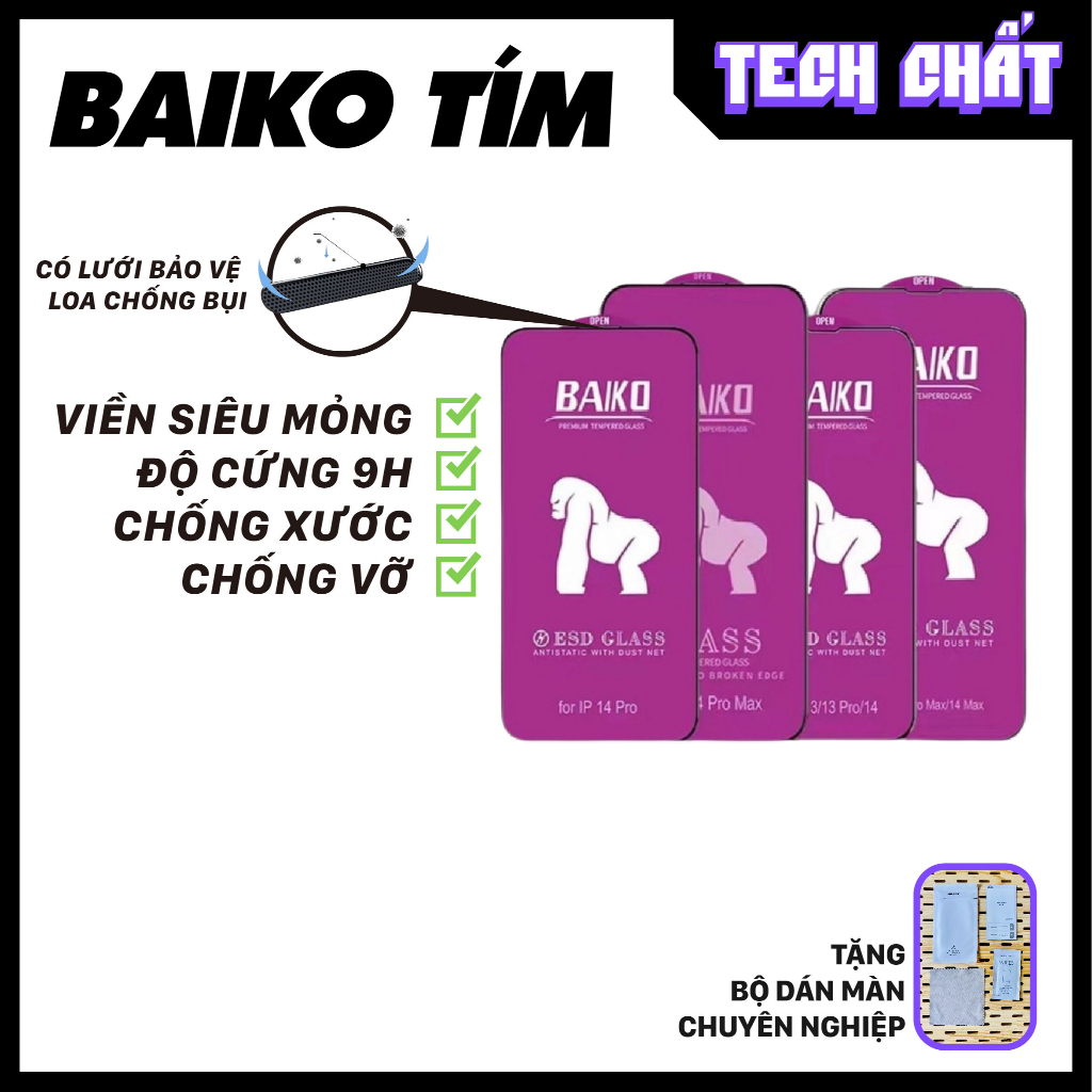Mua Kính Cường lực King Kong BAIKO TÍM FULL MÀN ESD chống tĩnh điện Có ...