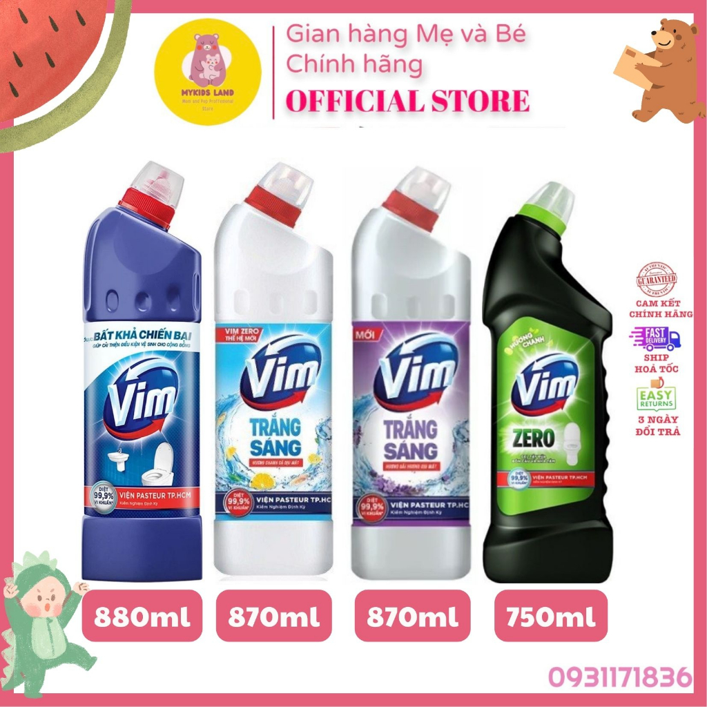 [Hoả Tốc] VIM Nước tâỷ bồn cầu toilet xanh biển 880ml / Vim Trắng sáng ...