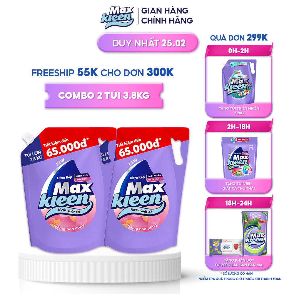 Nước Giặt Xả Maxkleen Hương Hoa Nắng Túi 38KG - MixASale