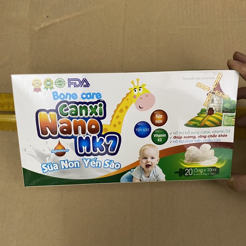 Mua siro canxi nano k2- Hộp 20 ống Bone care CANXI NANO MK7 Aquamin F sữa non yến sào - Bổ sung ...