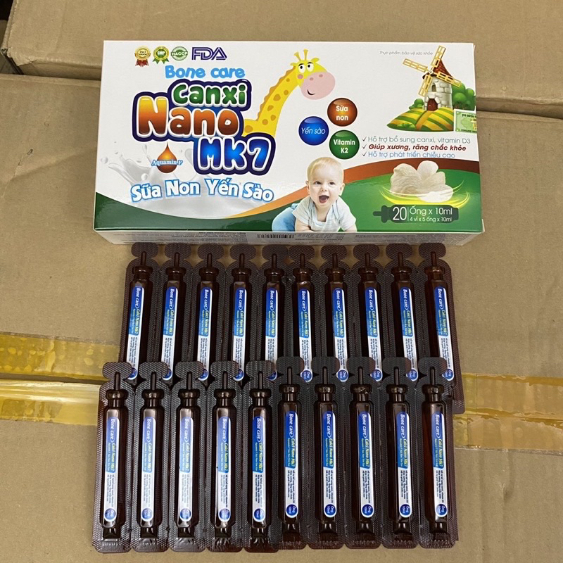 Mua siro canxi nano k2- Hộp 20 ống Bone care CANXI NANO MK7 Aquamin F sữa non yến sào - Bổ sung ...