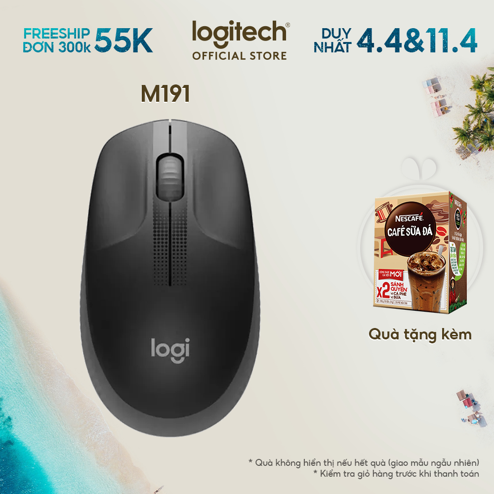Mã ELBAU5 giảm 5 tối đa 500K Chuột không dây Logitech M191 - USB form ...